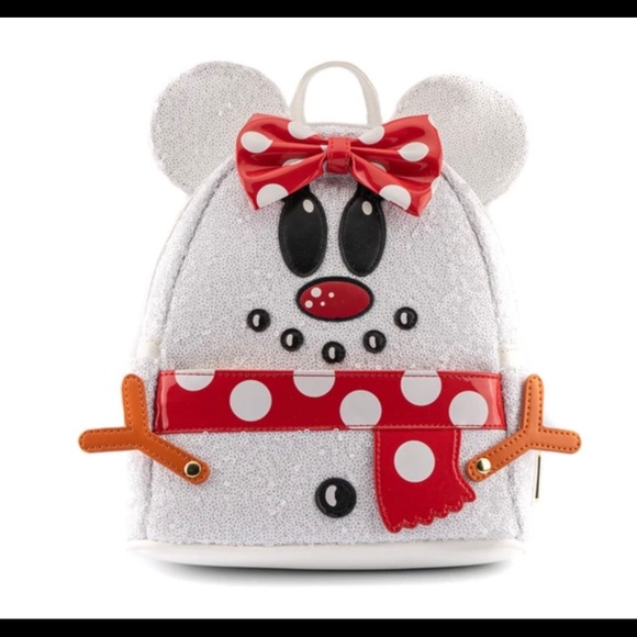 Loungefly | Bags | Loungefly Minnie Mouse Snowman Sequin Backpack ...